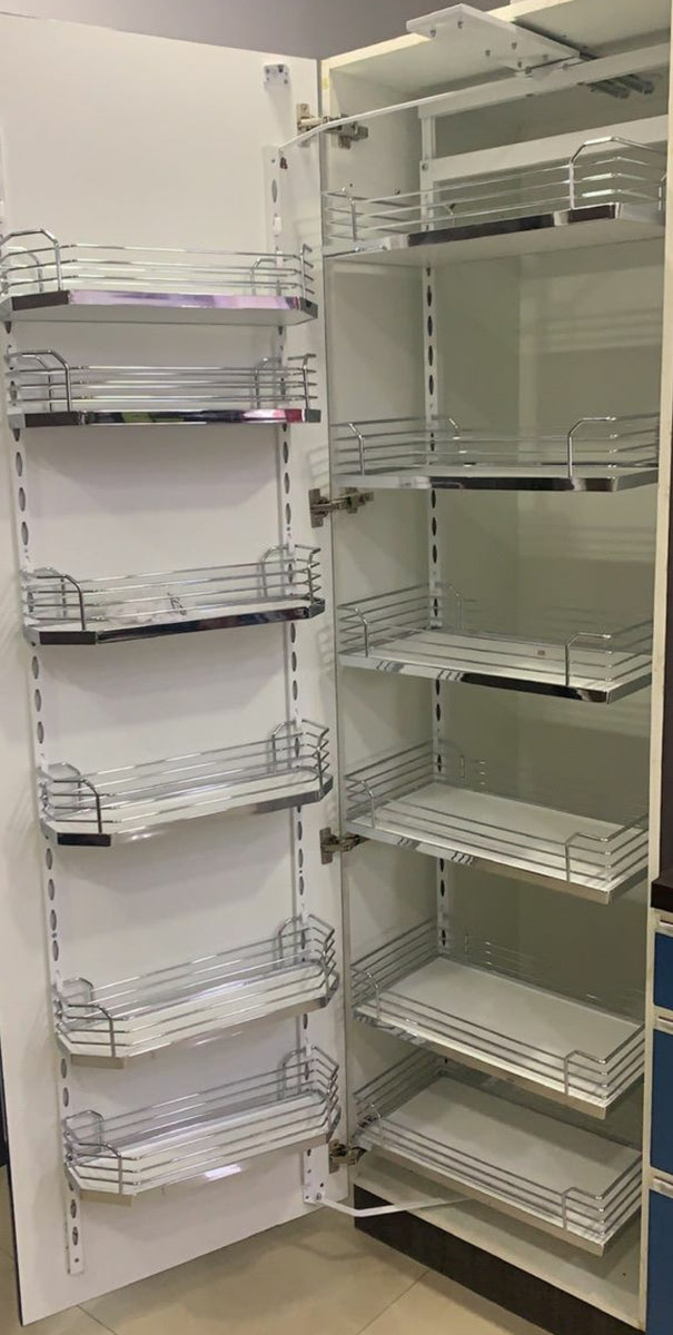 Avocetmobily Wooden Base & Alloy Steel Pantry Unit Storage System with