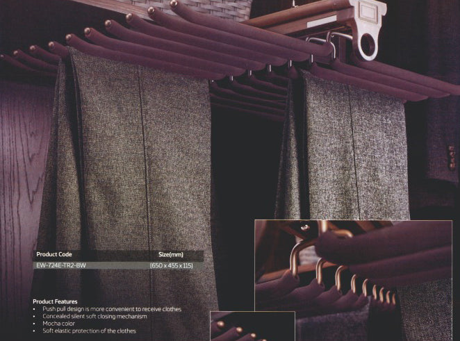 Avocetmobily Soft Close Pull-Out Trouser/Saree Rack for Wardrobe Top-M